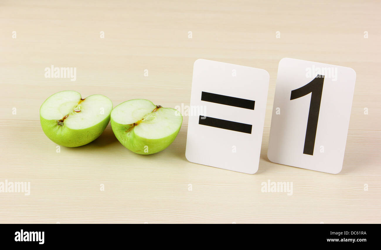 School card and apple with math problems Stock Photo - Alamy
