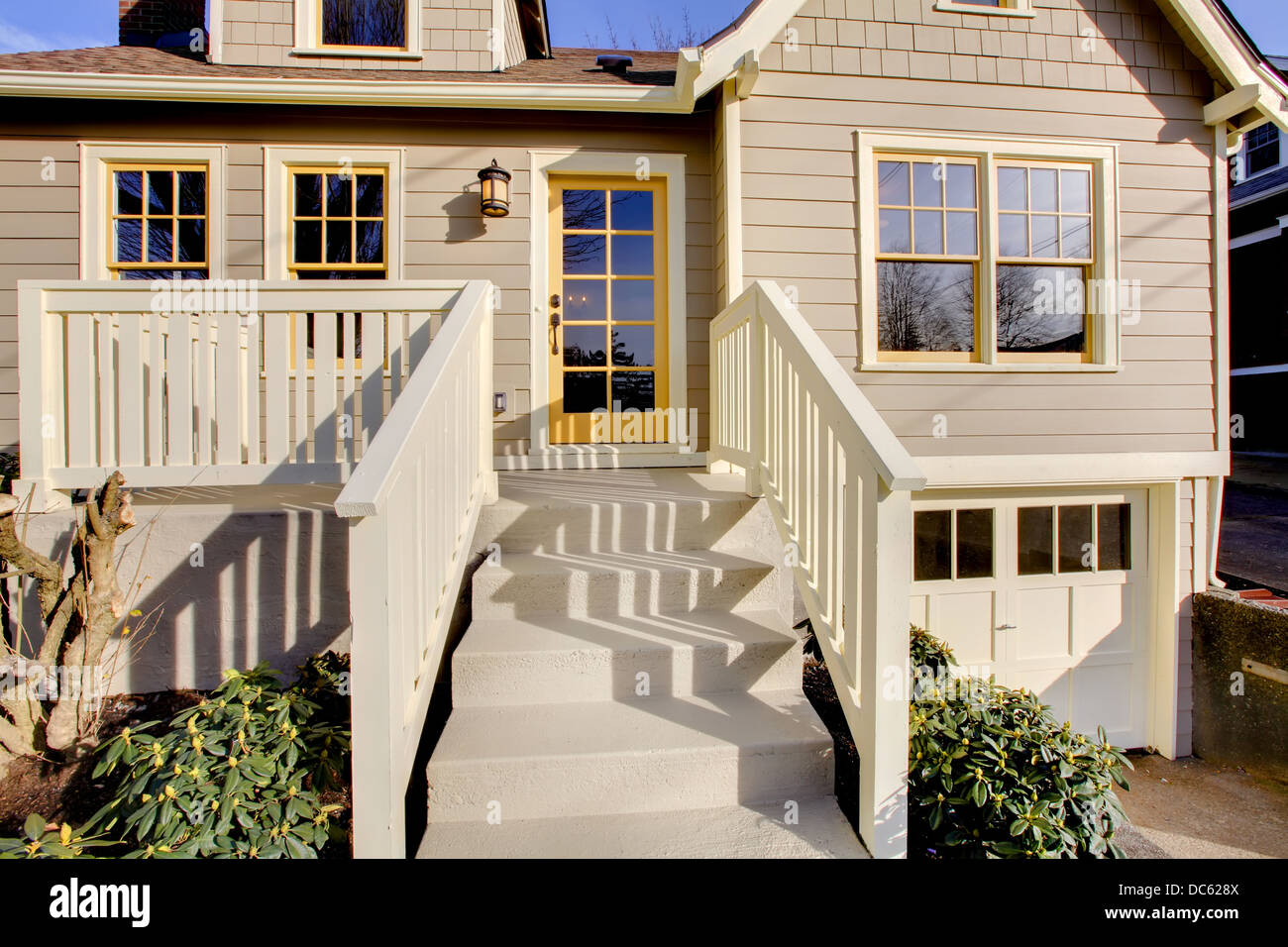 Cute craftsman restored home with unique colot combination Stock Photo ...