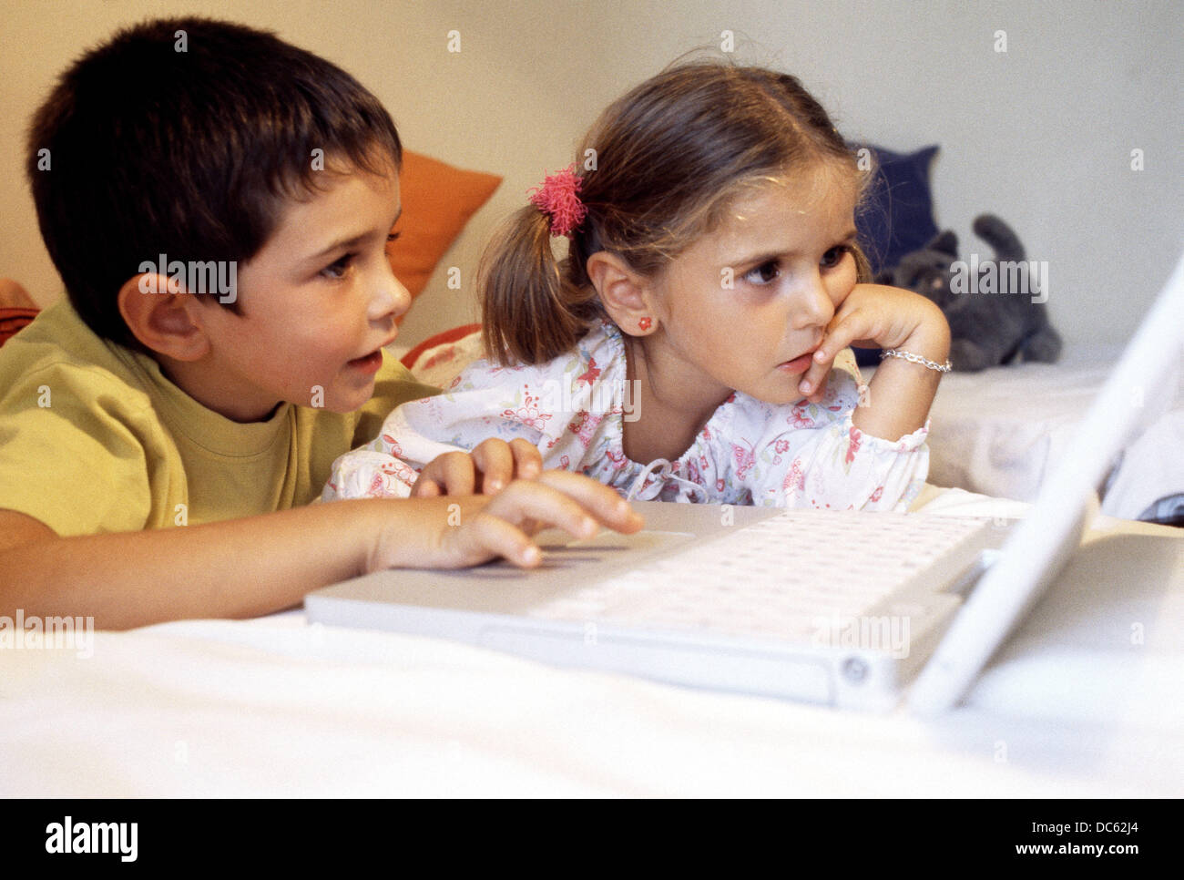 Children and laptop computer Stock Photo - Alamy