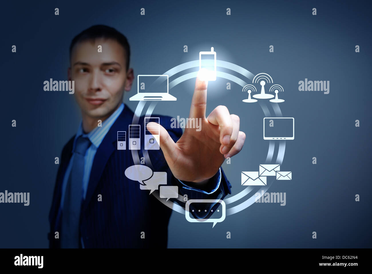 hand pushing on a touch screen Stock Photo - Alamy