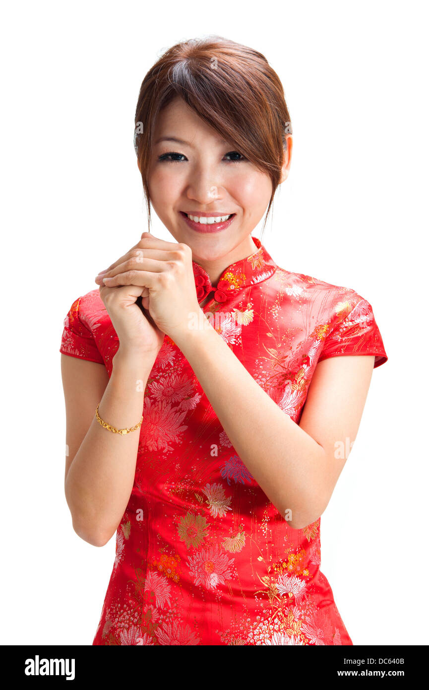 Chinese girl blessing Stock Photo - Alamy