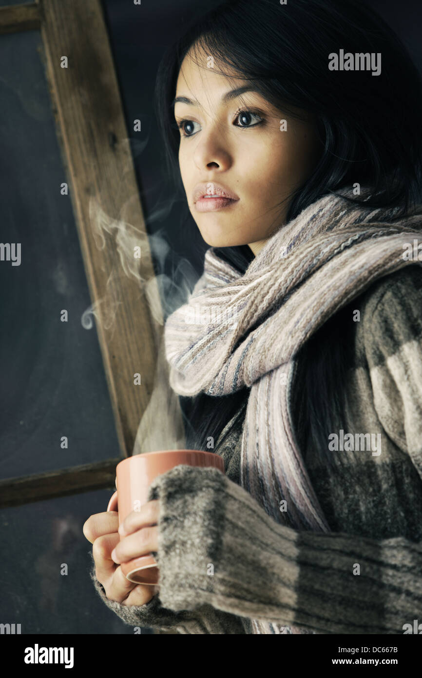 Girl with a cup Stock Photo - Alamy