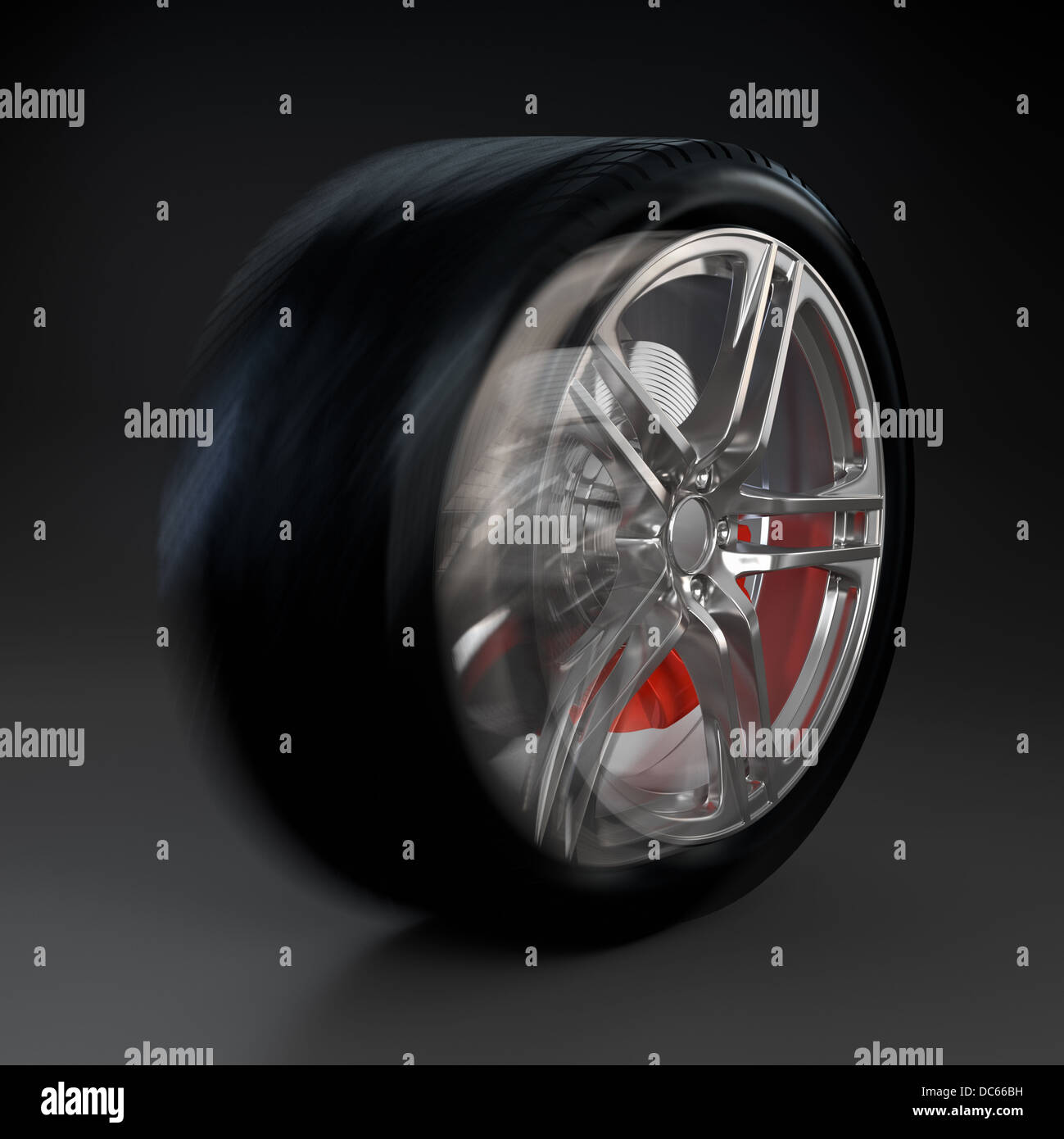 3D render of car wheel with motion blur on black background Stock Photo ...