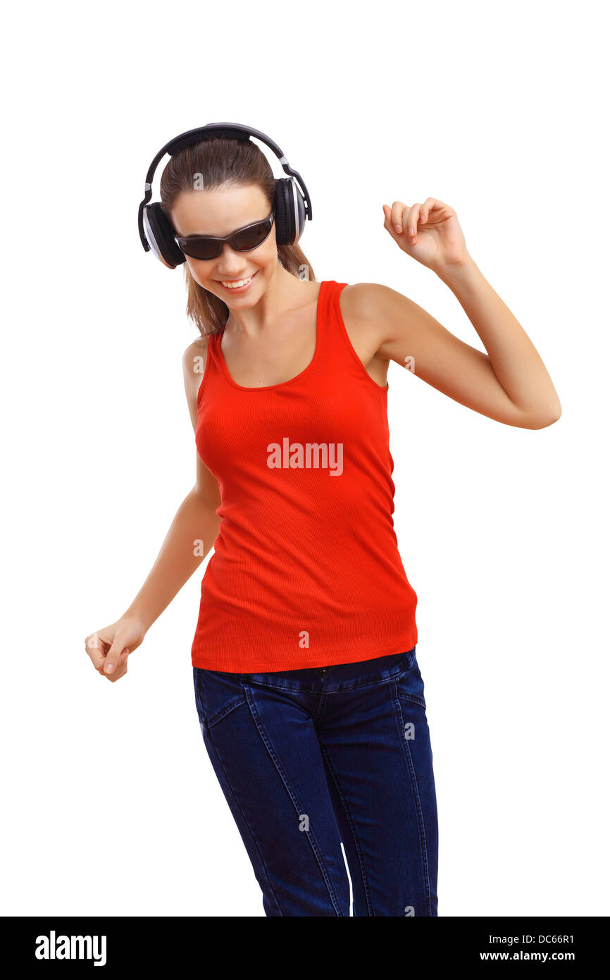 Happy smiling girl dancing Stock Photo - Alamy
