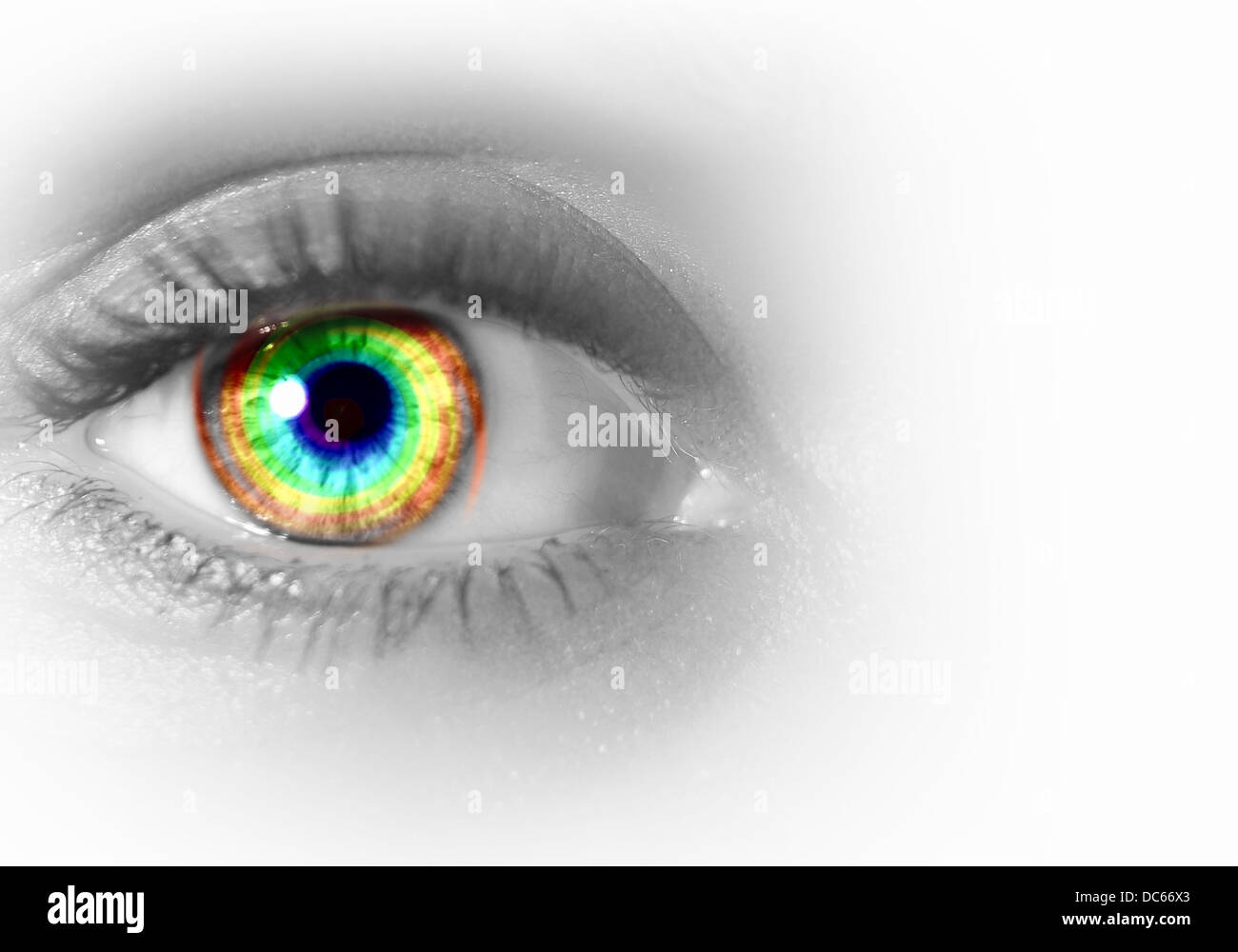 Human eye on grey background Stock Photo - Alamy