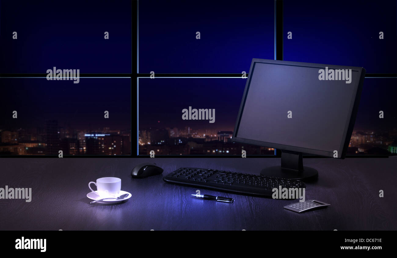 Office at night Stock Photo - Alamy