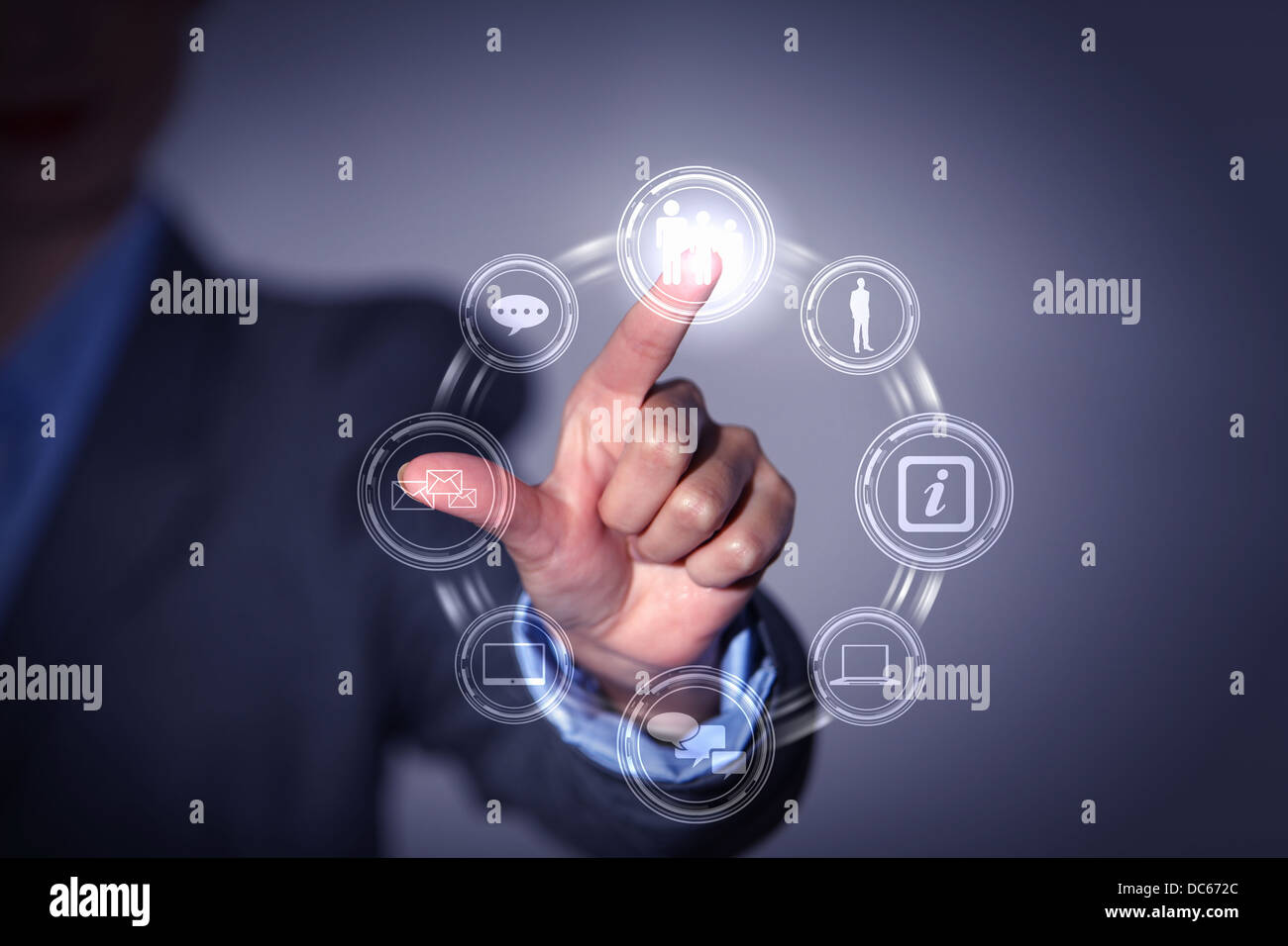 hand pushing on a touch screen Stock Photo - Alamy