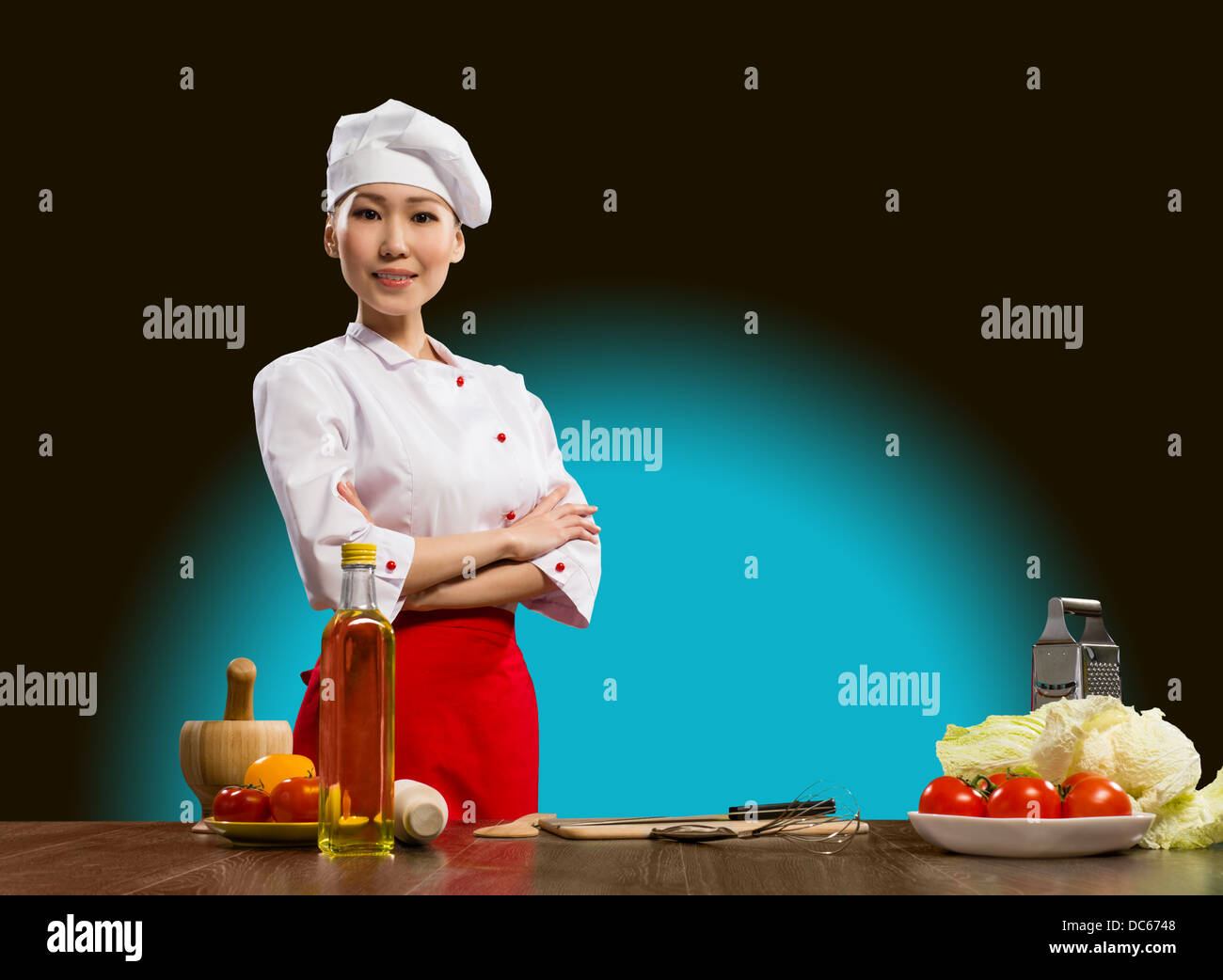 Portrait Asian woman cooks Stock Photo - Alamy