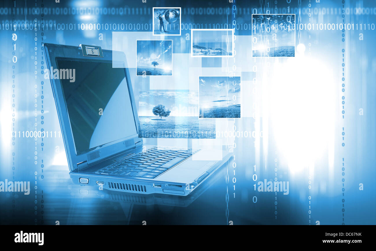 Collage with notebook Stock Photo - Alamy