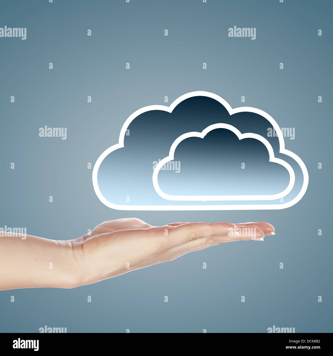 Hand with cloud computing symbol Stock Photo - Alamy