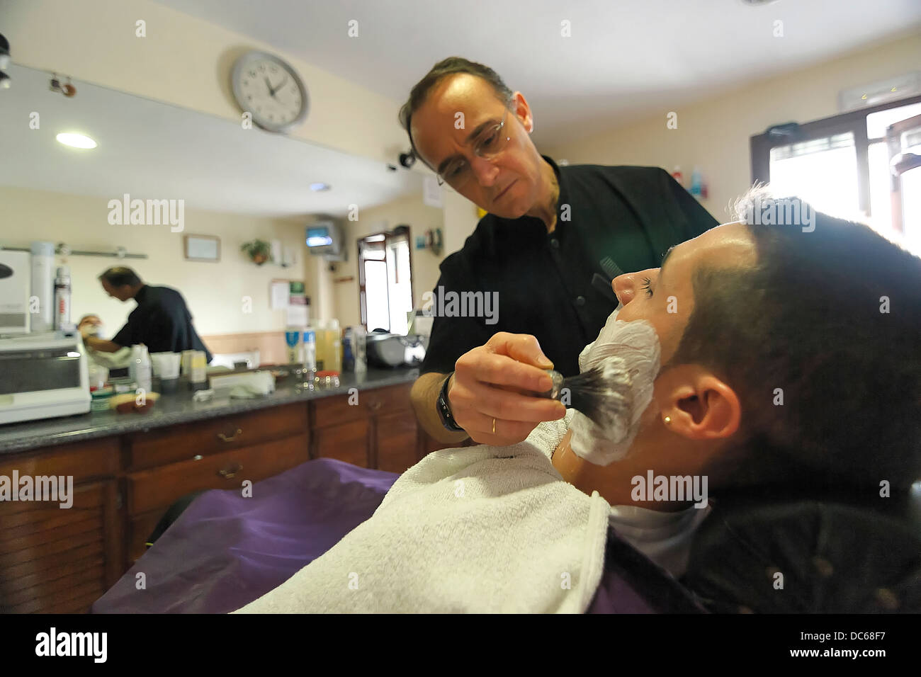 Retro shaving foam in barber hi-res stock photography and images - Alamy