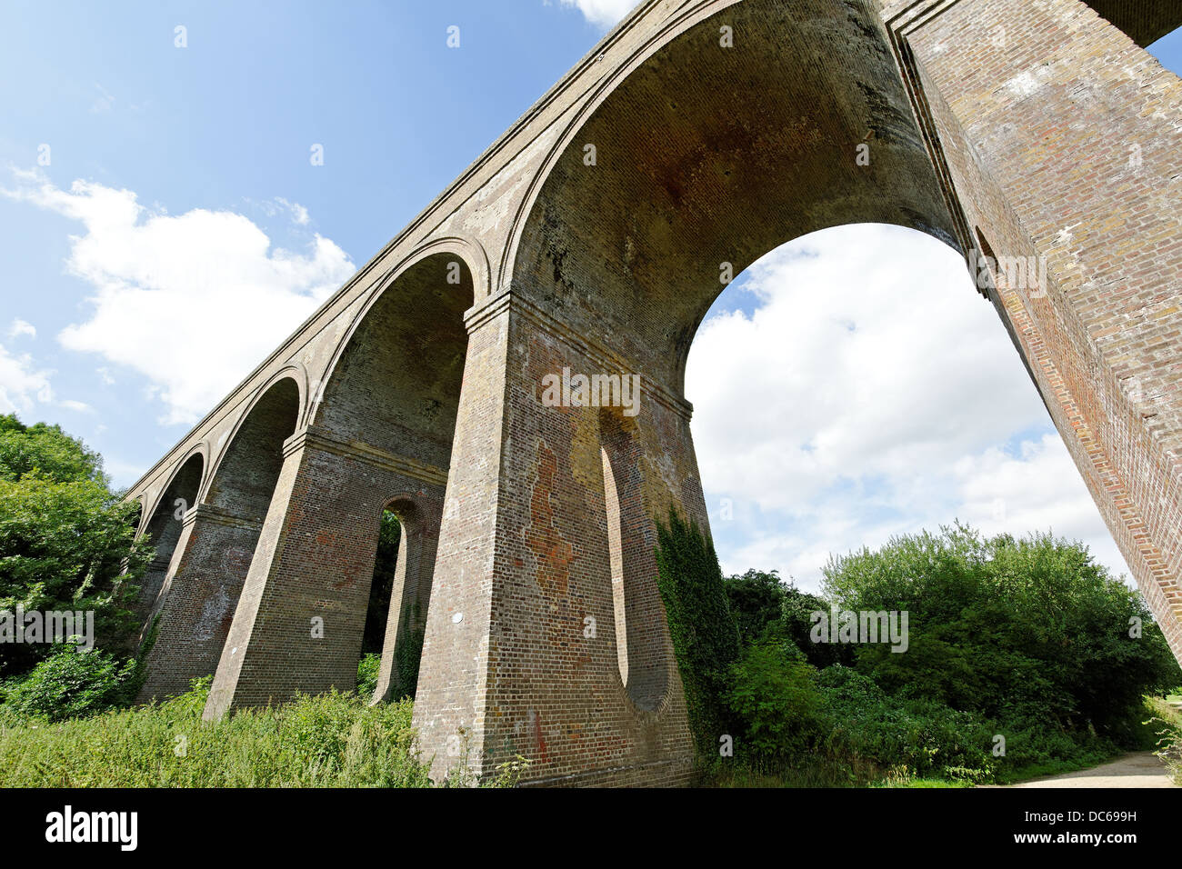 Victorian brick built railway viaduct in the English countryside ...