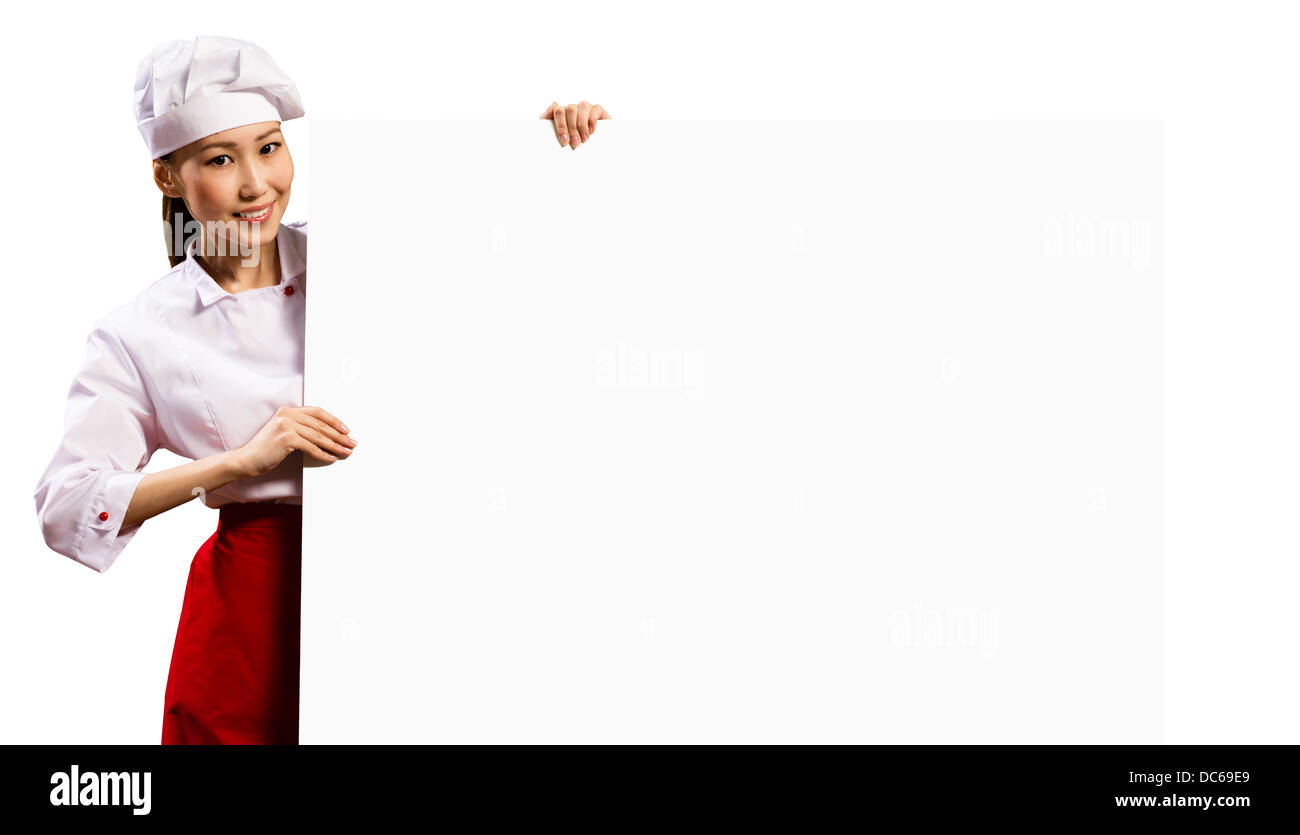White background portrait of female chef Cut Out Stock Images ...