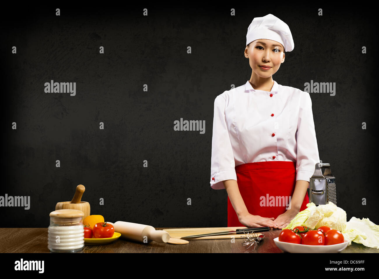 Asian woman chef Stock Photo - Alamy