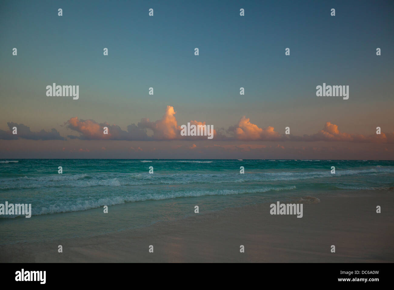 Amazing colorful sunset on the tropical beach in Mexico Stock Photo - Alamy