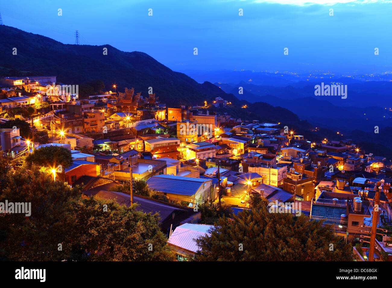 jiu fen village at night, in Taiwan Stock Photo - Alamy