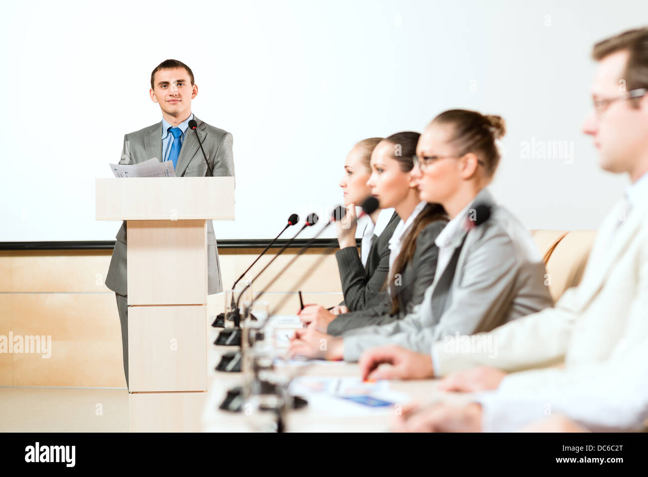 businessmen communicate at the conference Stock Photo - Alamy