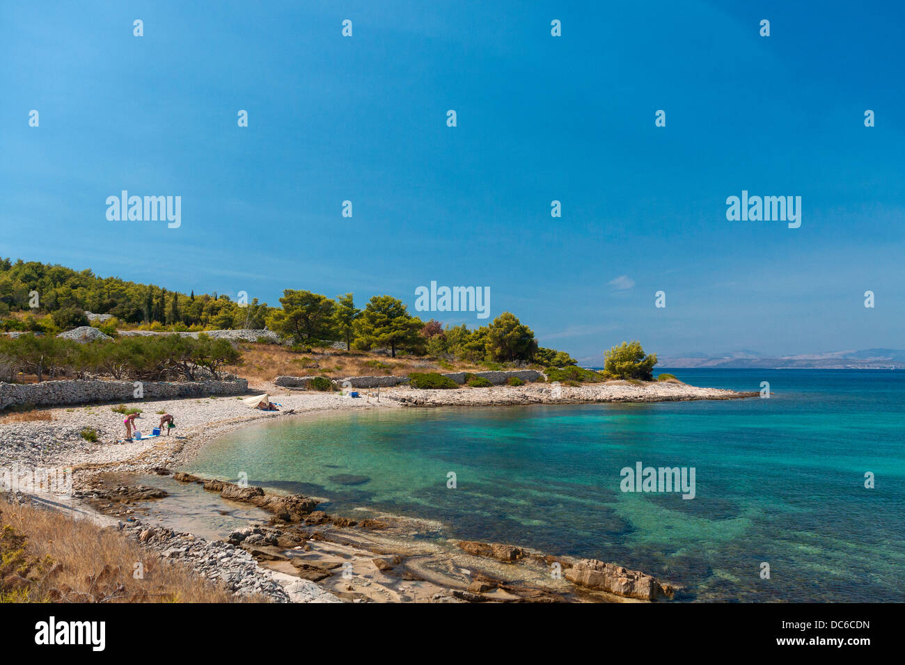 Tourists on a beach near Sutivan village on Brač island, Croatia Stock ...