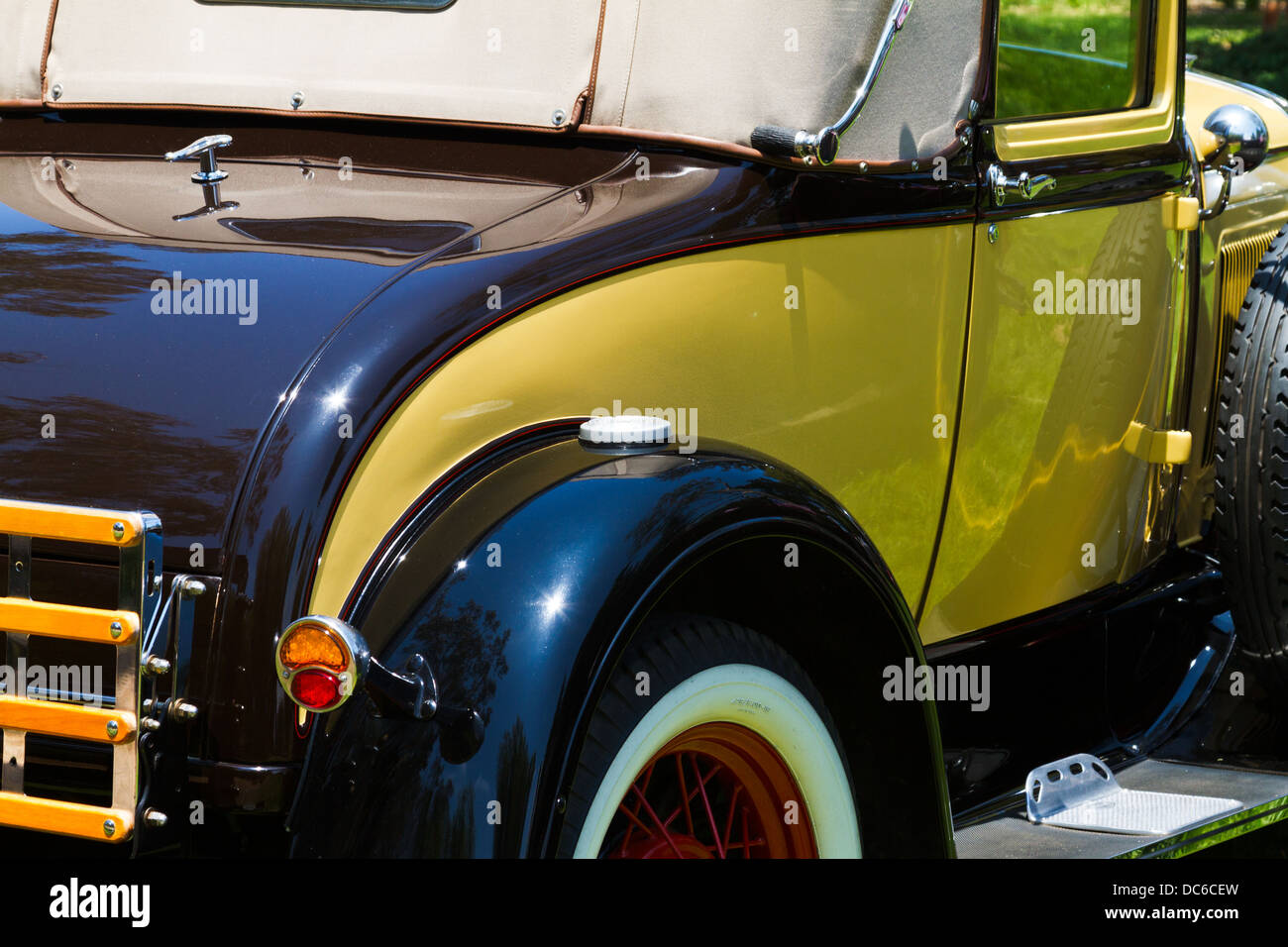 Detailed view of a beautifully restored Model A Ford roadster Stock ...