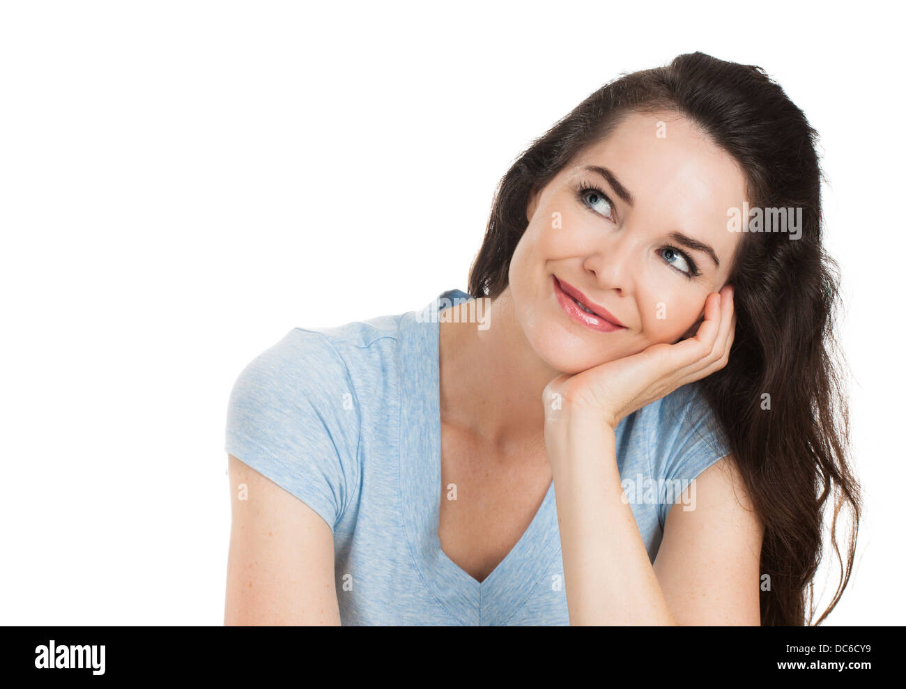 Close-up portrait of thinking woman Stock Photo - Alamy
