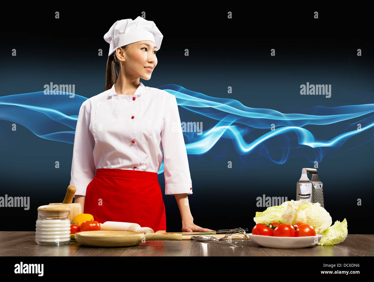 Asian female chef Stock Photo - Alamy