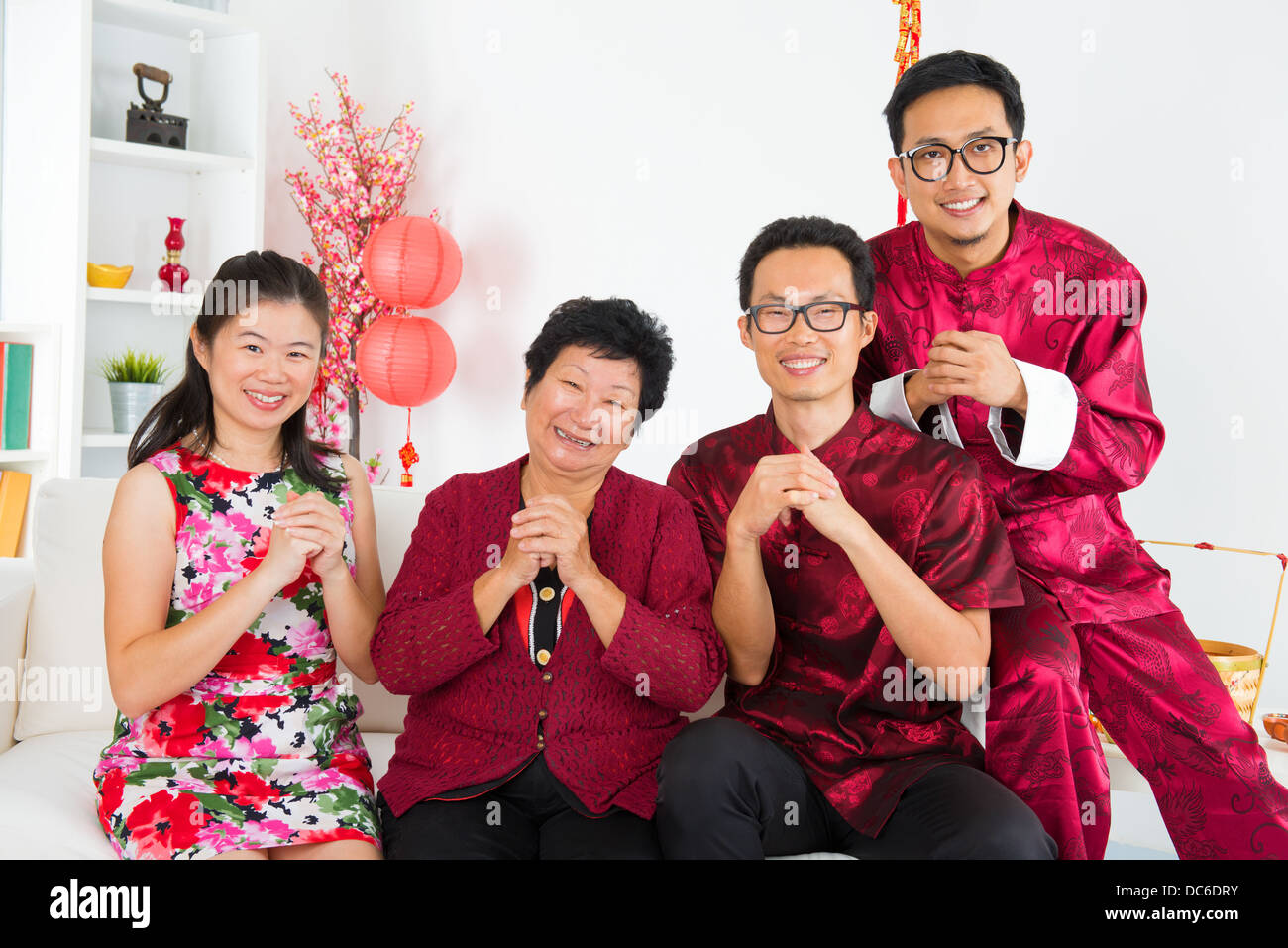 Asian family reunion at home Stock Photo - Alamy