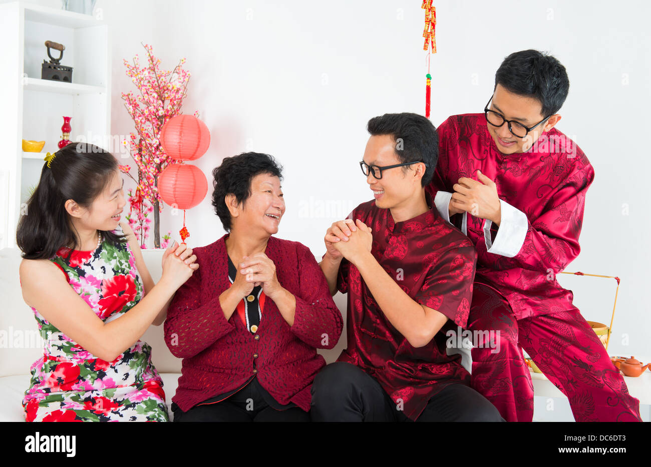 Happy Asian family reunion Stock Photo - Alamy