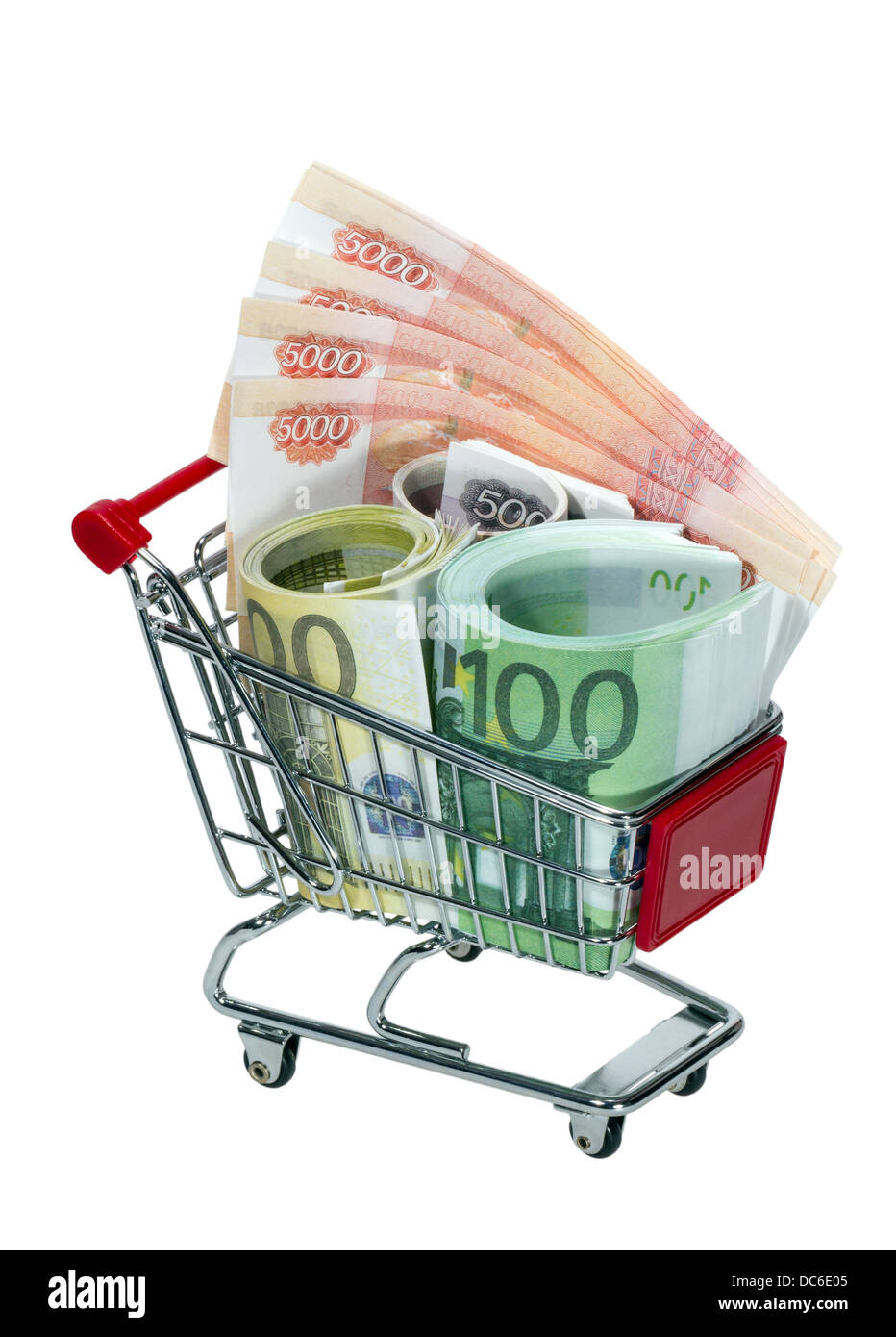 Shopping Cart with money Stock Photo - Alamy