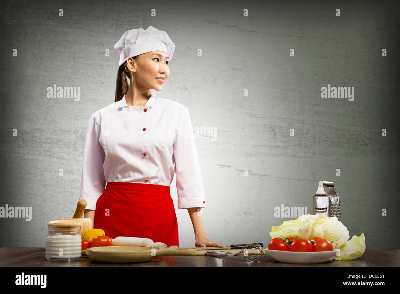 Asian female chef Stock Photo - Alamy
