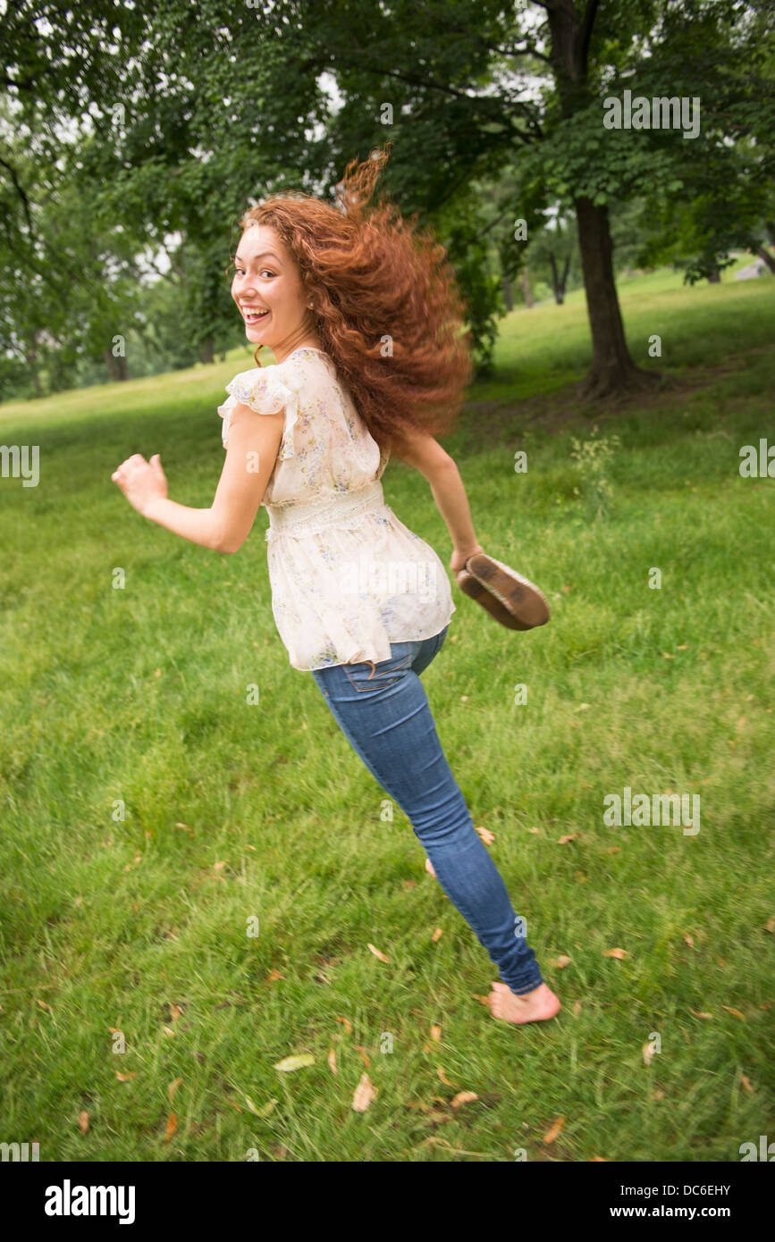 Running looking over shoulder hi-res stock photography and images - Alamy