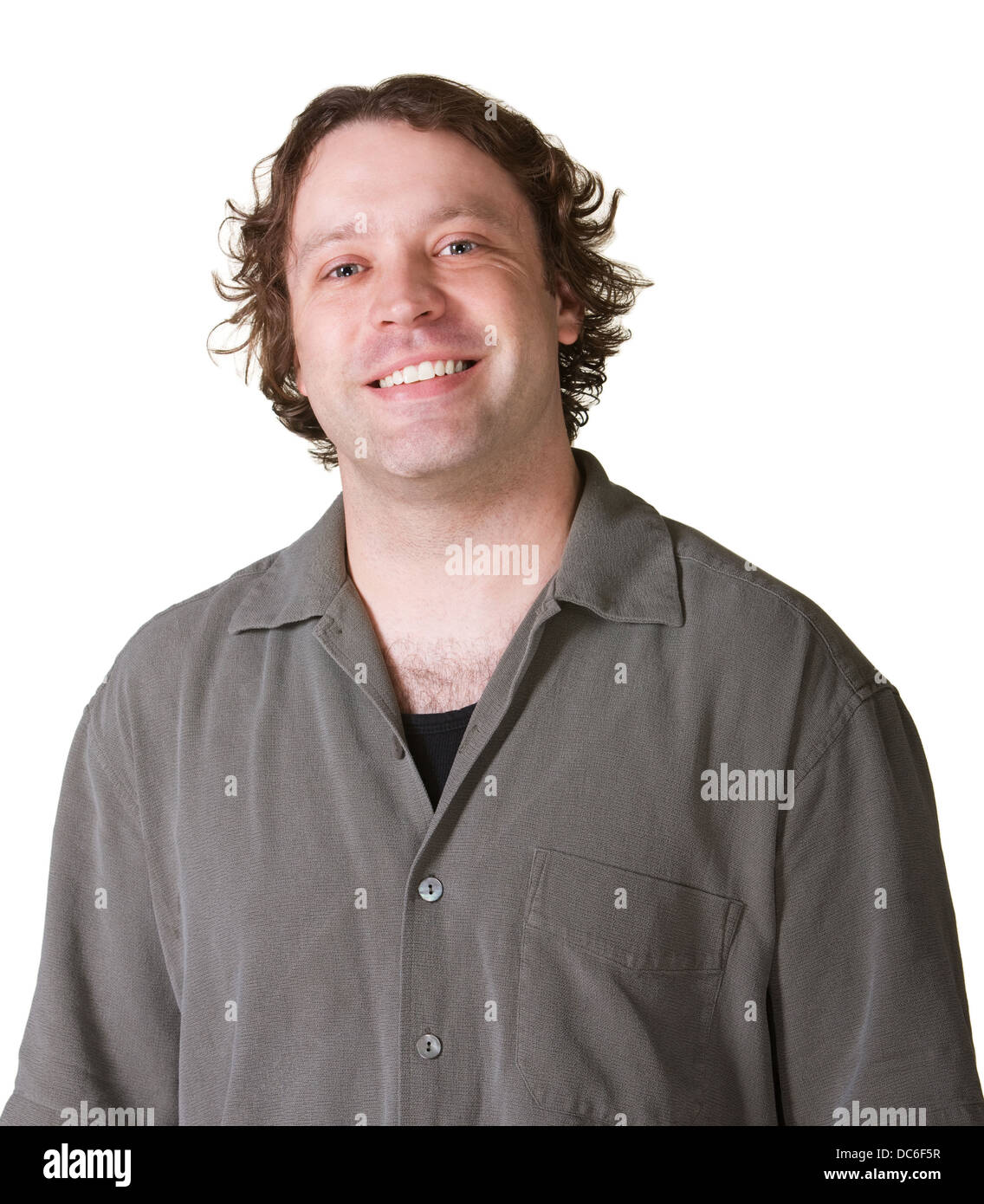 Smiling Man on White Background Stock Photo - Alamy