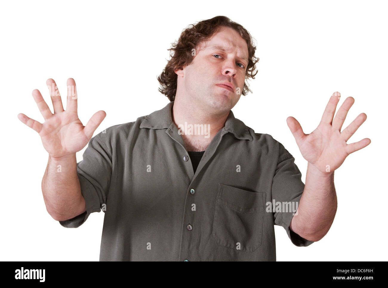 Man with Palms Out Stock Photo - Alamy