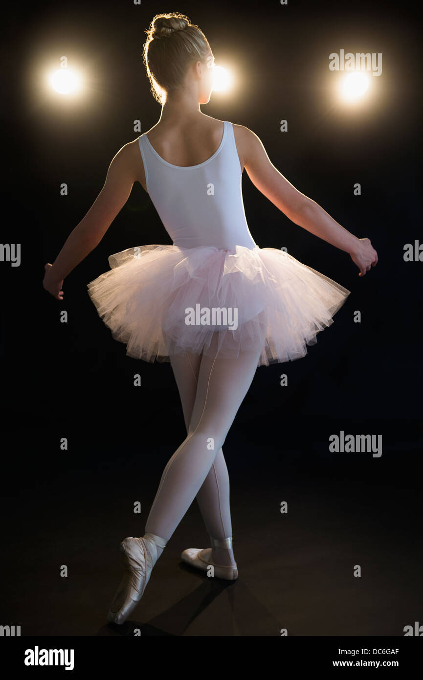 Rear view of teenage (16-17) ballerina on stage Stock Photo - Alamy