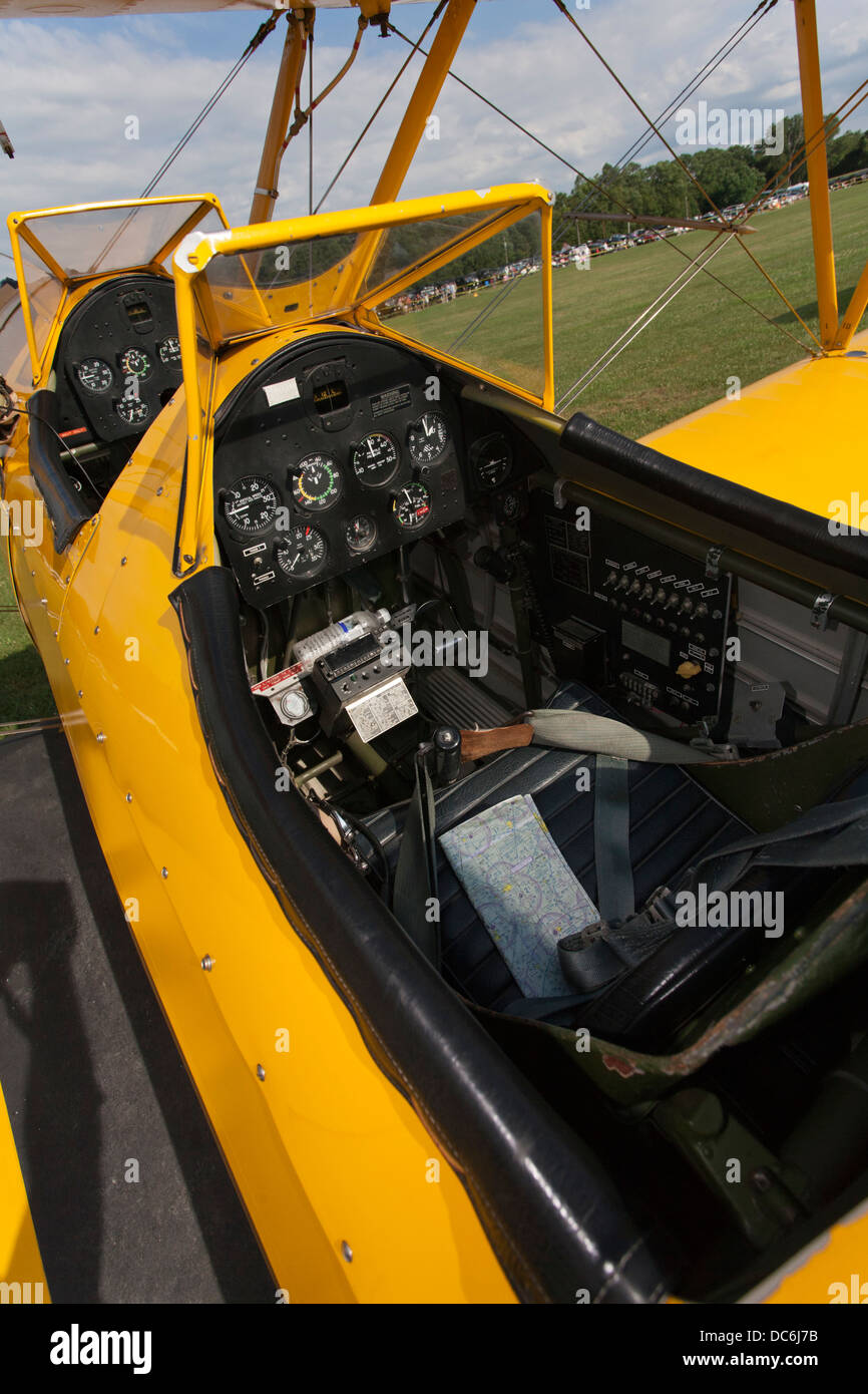 Boeing N2S Stearman (PT-17) cockpit and instrument panel Stock Photo ...
