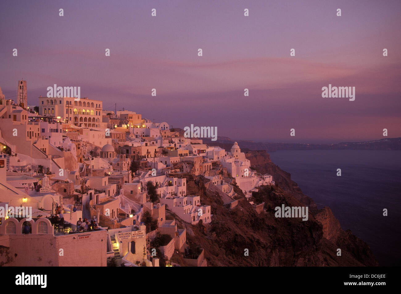 Santorini Fira Sunset Greece Aegean volcano dusk color colorful volcano ...