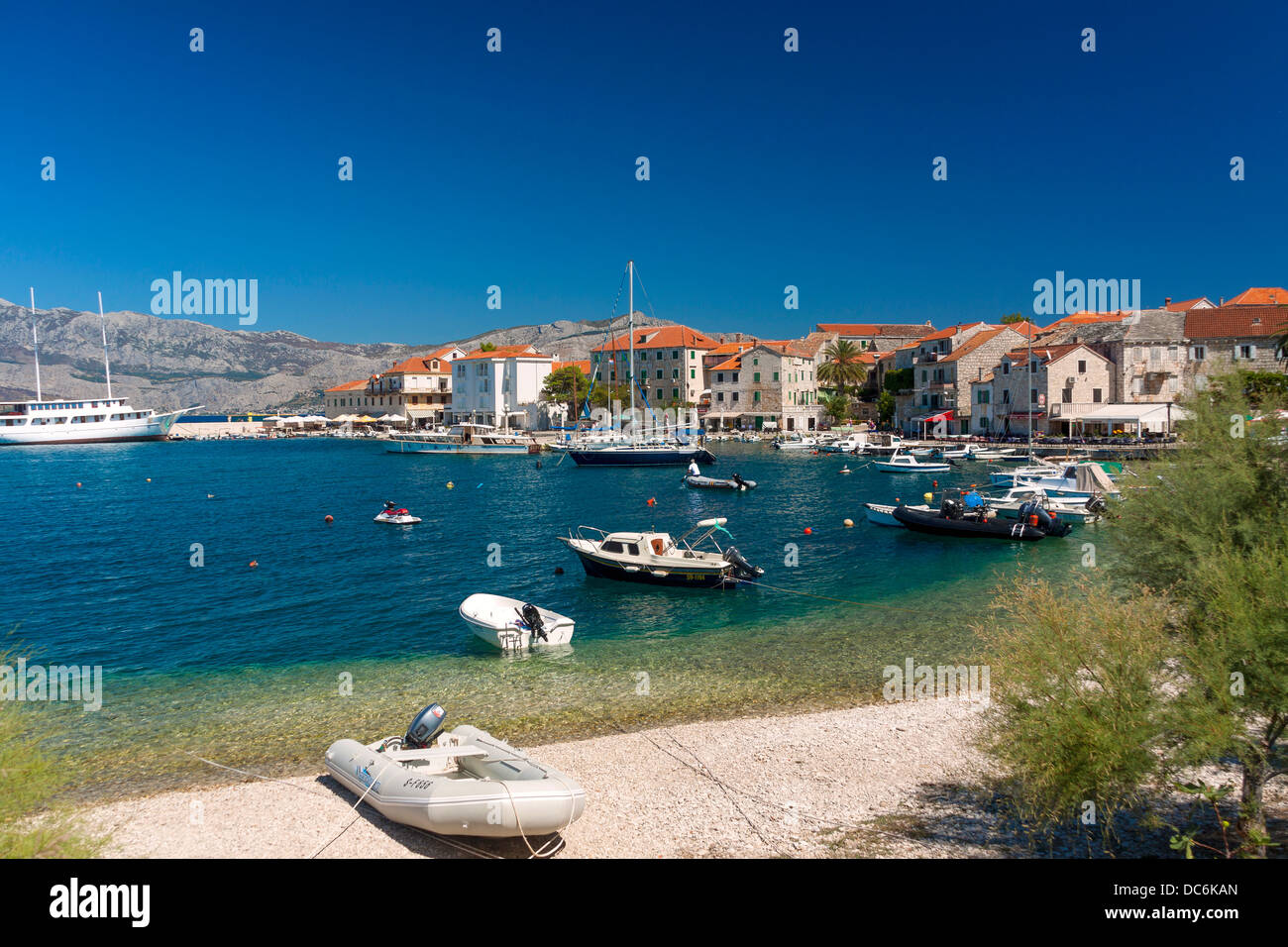 Port in Postira village on Brač island, Croatia Stock Photo - Alamy