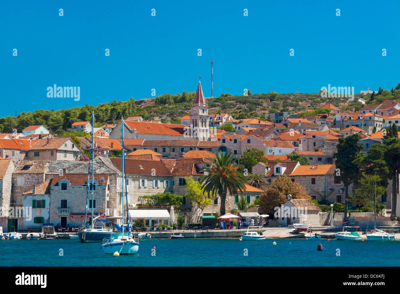 Port in Postira village on Brač island, Croatia Stock Photo - Alamy