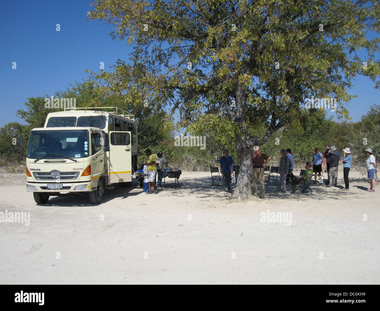 Tourists eating lunch on safari in Namibia Africa Stock Photo - Alamy