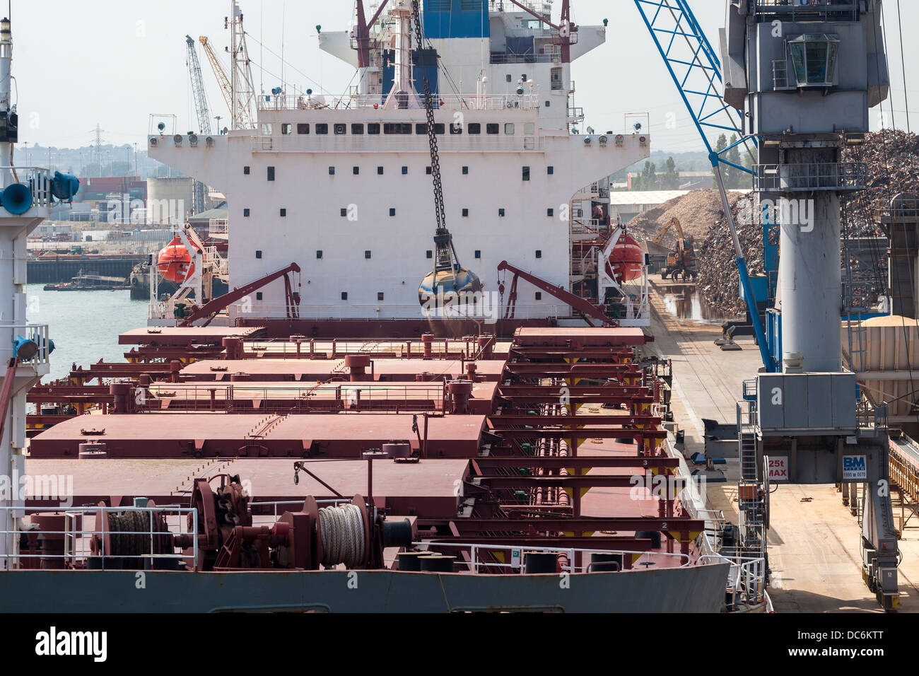 Bulk carrier discharging cargo. Southampton Docks. UK. COSCO BULK ...