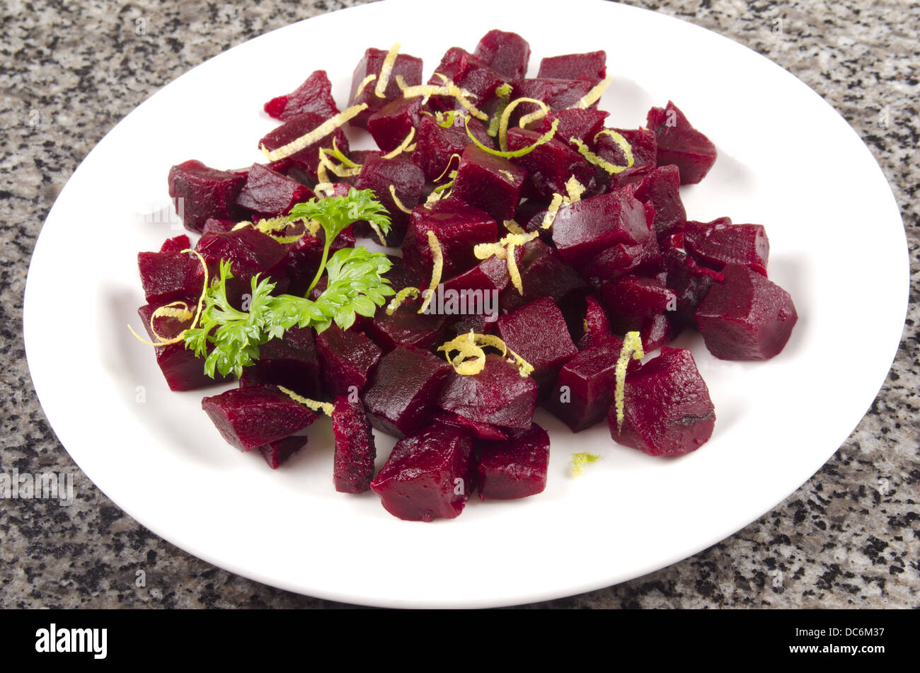 diced beetroot with lemon and lime zest Stock Photo - Alamy