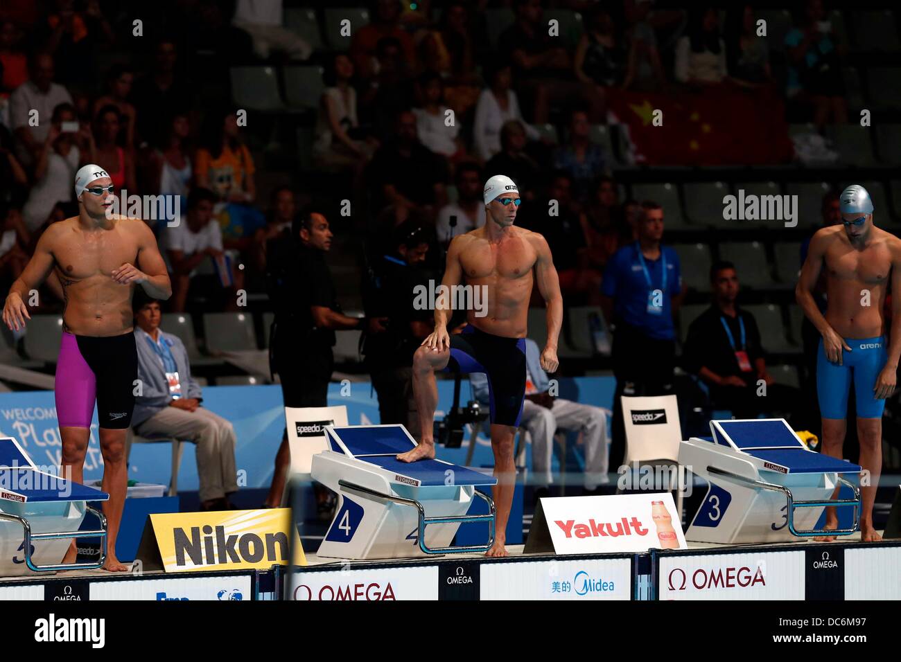 (L-R) Florent Manaudou (FRA), Roland Mark Schoeman (RSA), Piero Codia ...