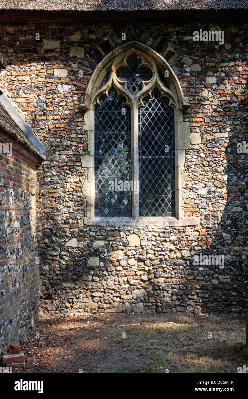 Stone mullion window in english village church hi-res stock photography ...
