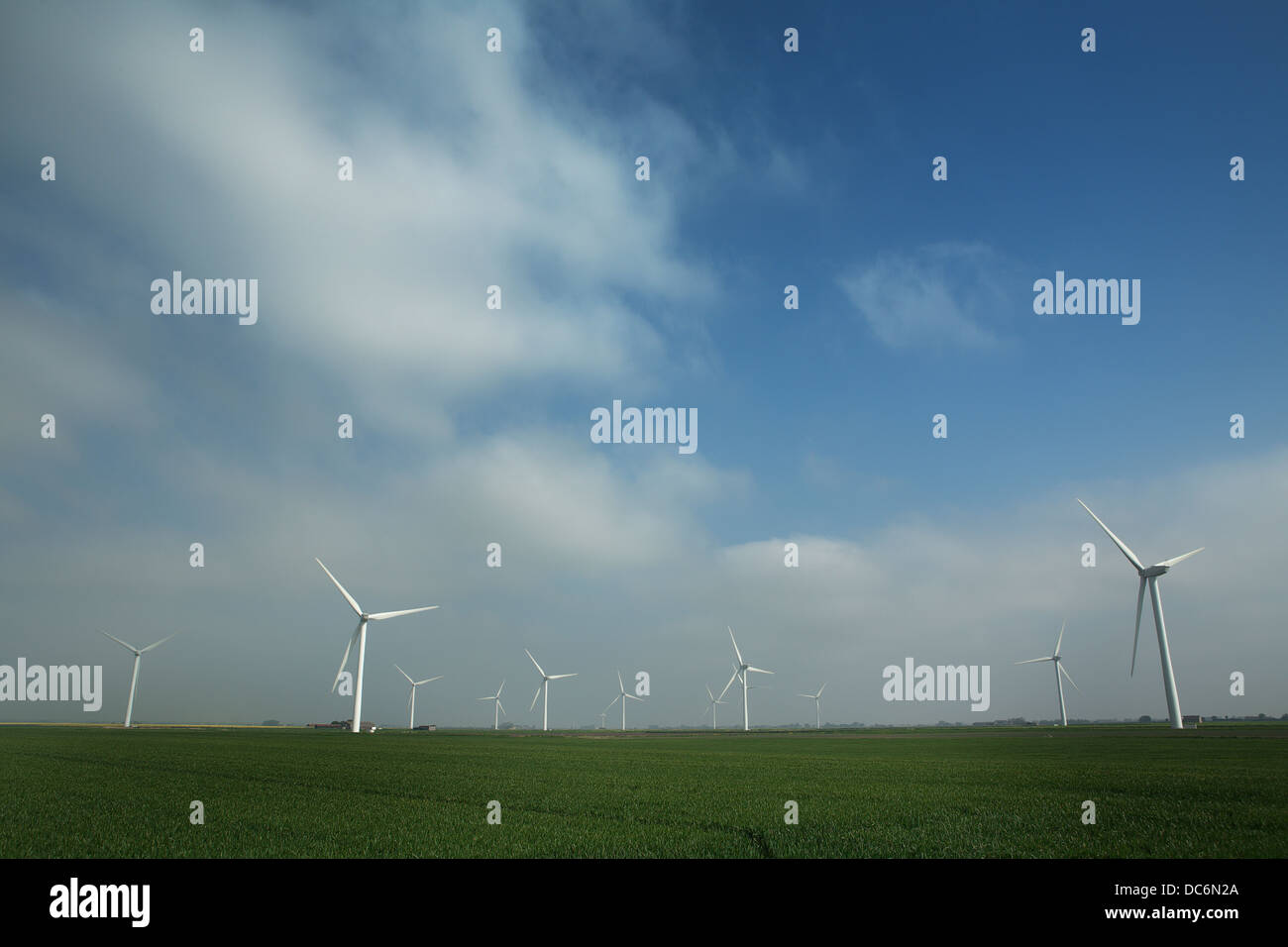 landscape shots of windmill farm near chatteris set in the ...