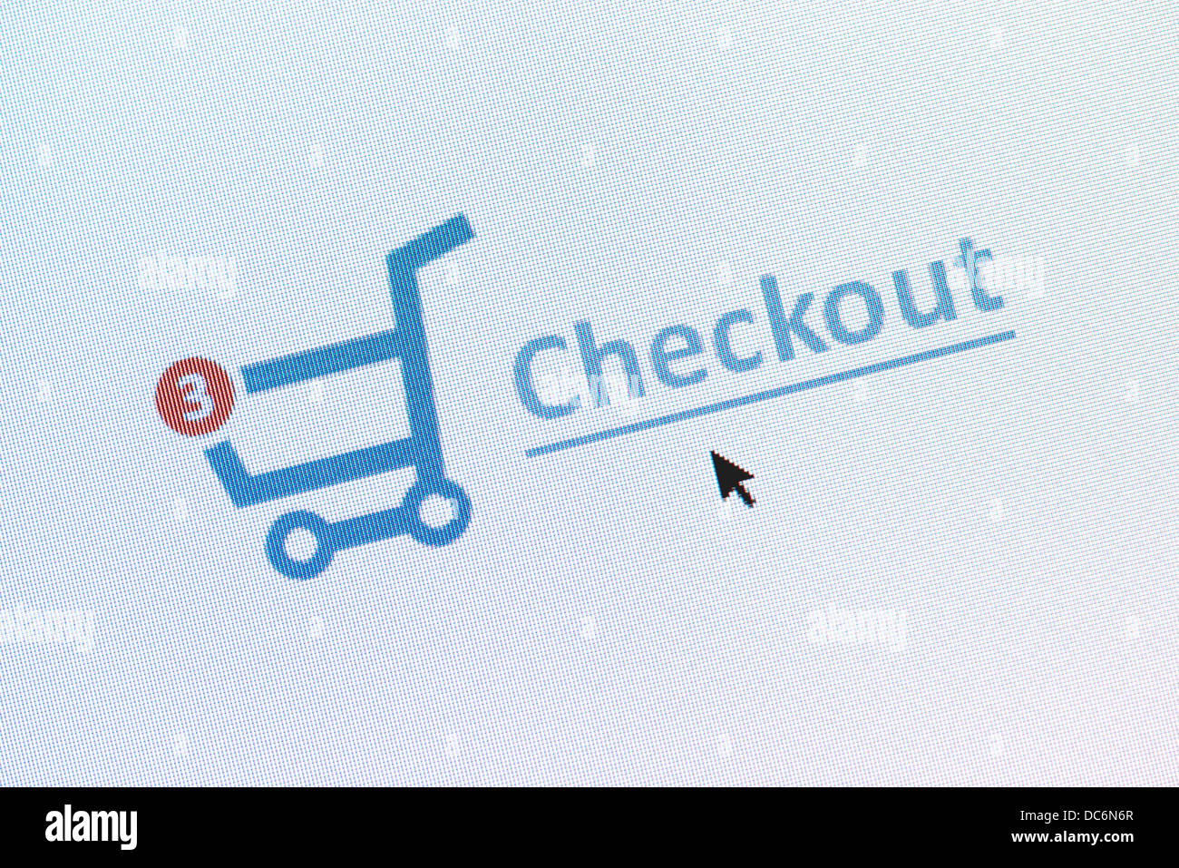 Closeup photo of shopping cart with items and checkout link on the ...