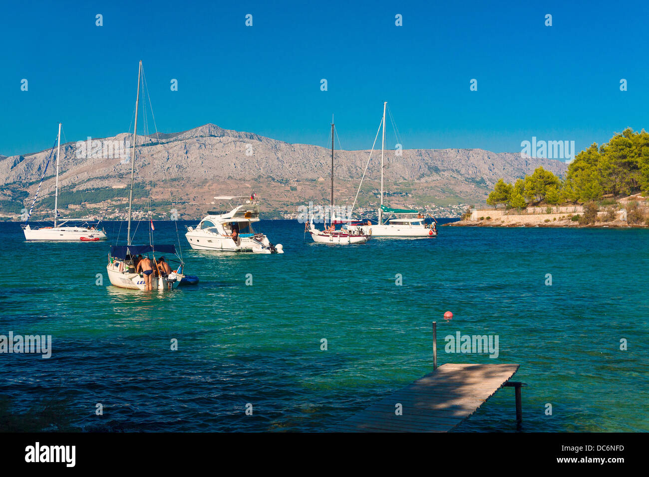 Lovrecina cove near Postira village on Brač island, Croatia Stock Photo ...