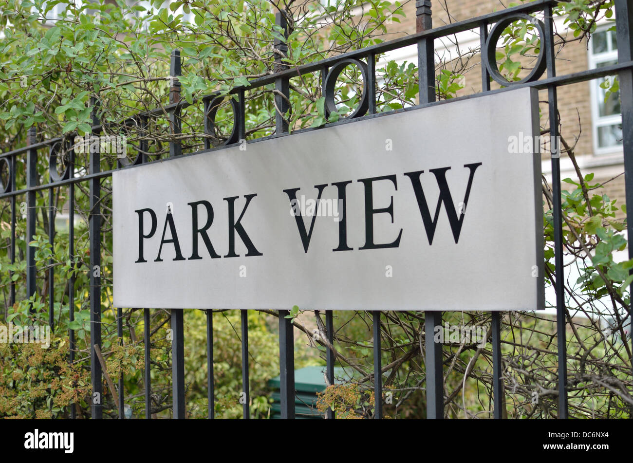 Park View sign on an iron fence Stock Photo - Alamy