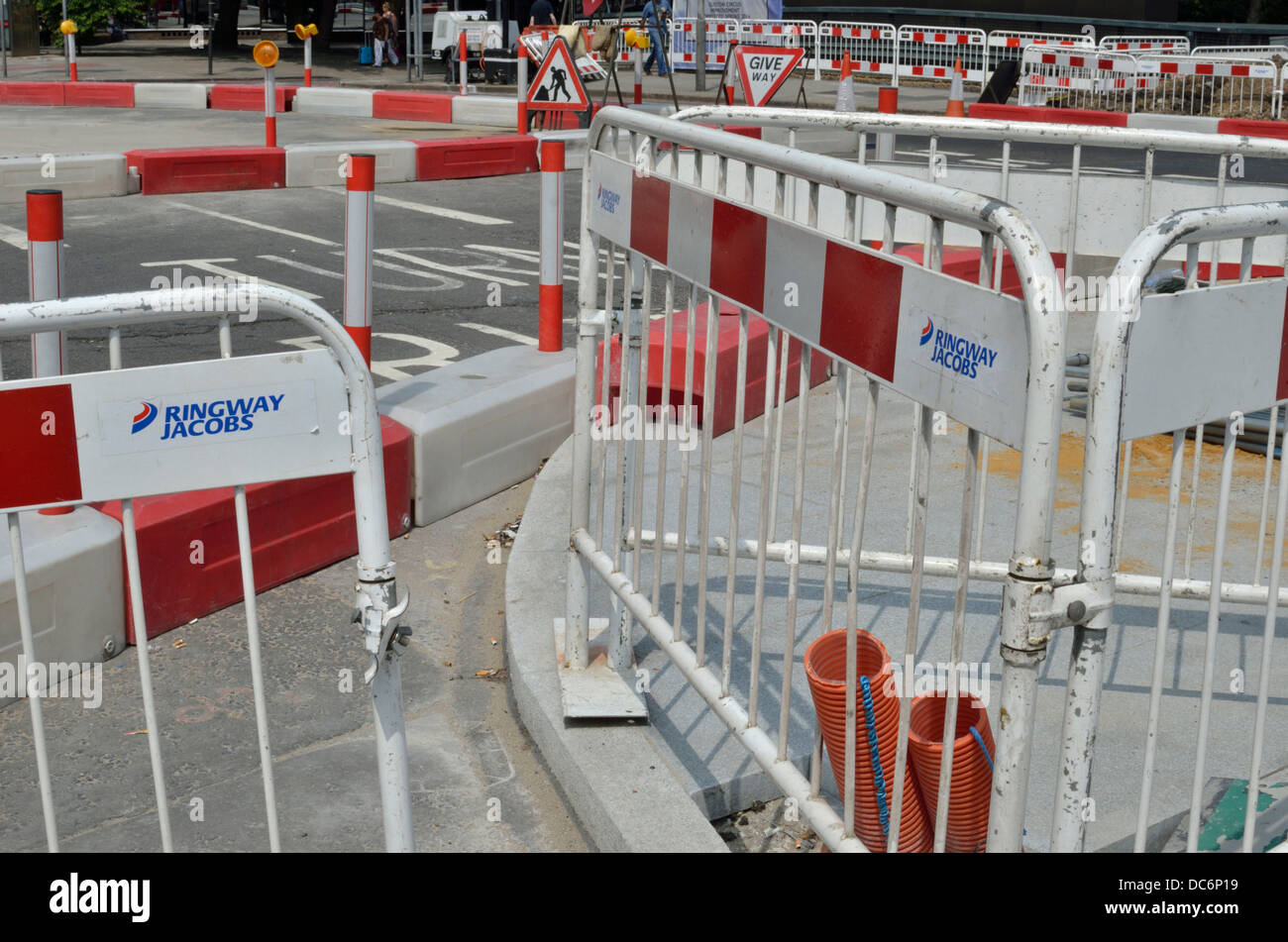 Road and pavement work barriers, London, UK Stock Photo - Alamy