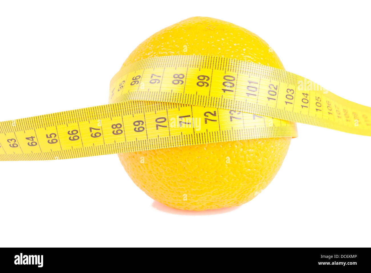 Orange Fruit with measurement isolated on white Stock Photo - Alamy