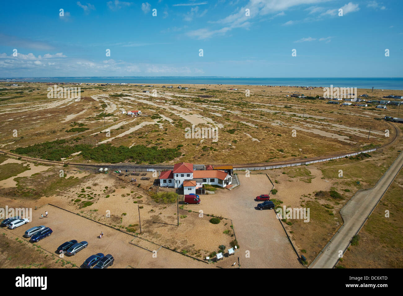 View of the train station and cafe from the top of the Dungeness ...