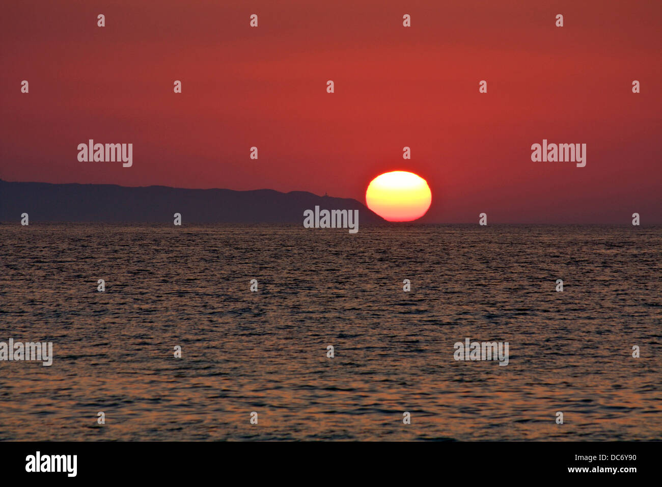 Sunset at Corfu island in Greece. View from Logas beach Stock Photo - Alamy